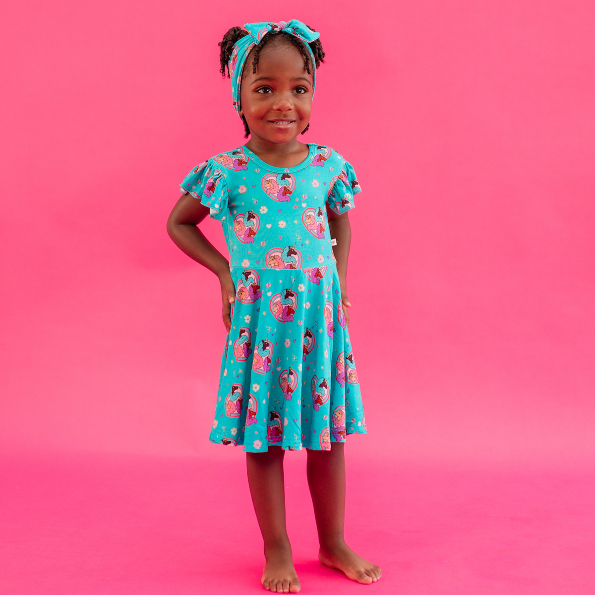 Afro Unicorn™ Cap Sleeve Twirl Dress – Sweet Peas Co