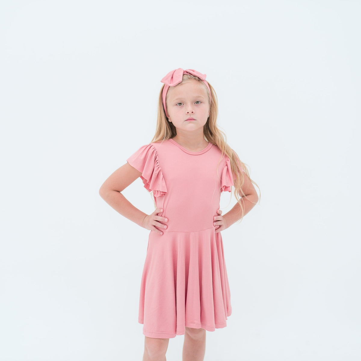 Dusty Pink Cap Sleeve Twirl Dress – Sweet Peas Co